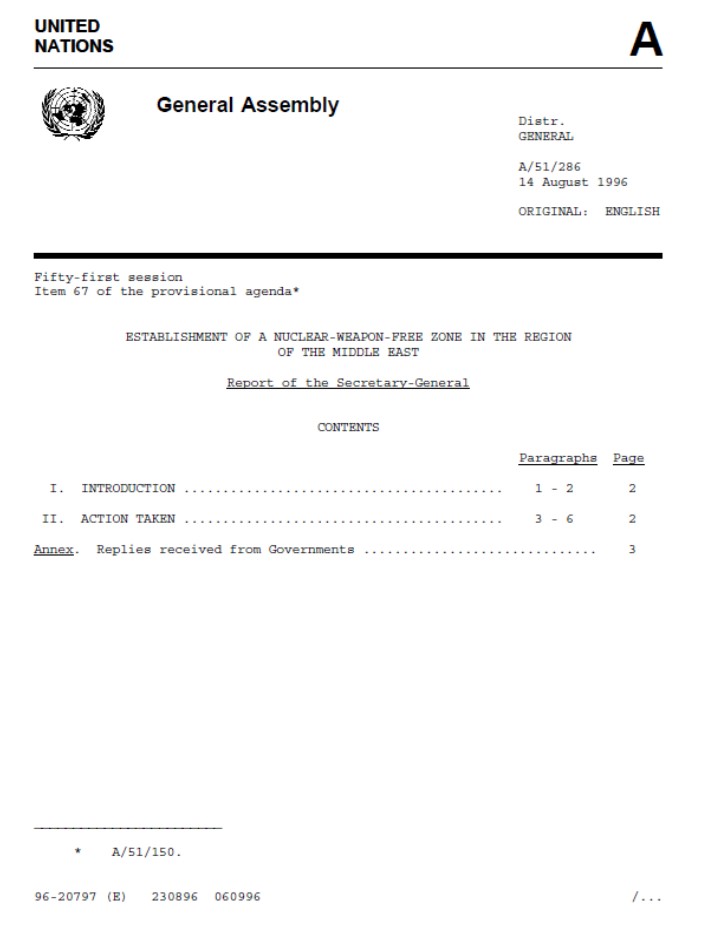 UN Secretary General's Report On "Establishment Of A Nuclear-Weapon ...