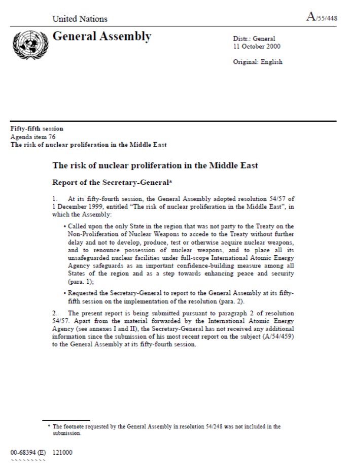 UN Secretary General's Report On "The Risk of Nuclear Proliferation in ...