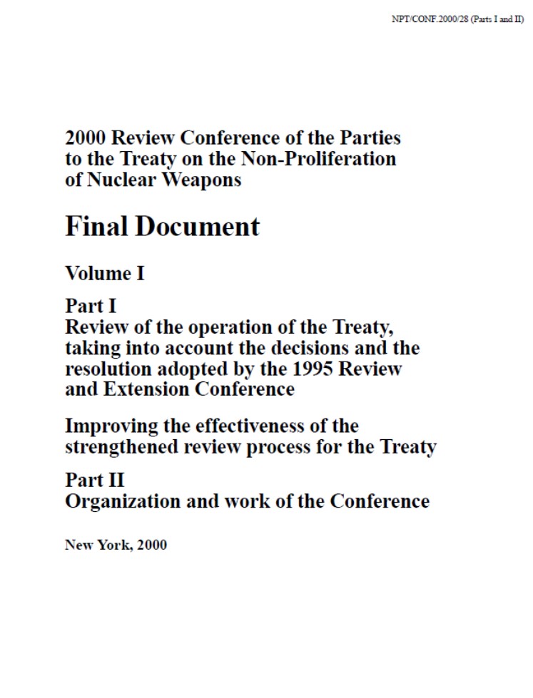 2000 NPT RevCon Final Document | UNIDIR