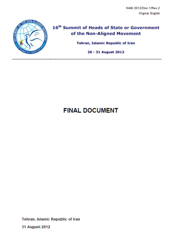 Final Document of the 16th NAM Summit | UNIDIR