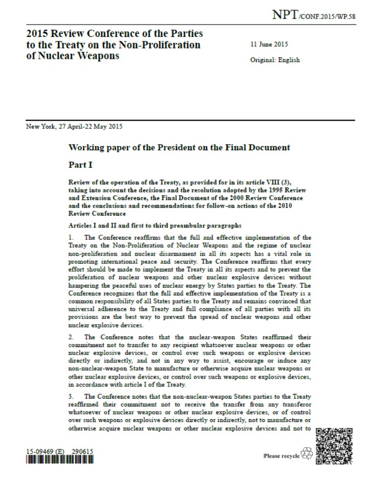 Working Paper Submitted by the President of the Conference | UNIDIR