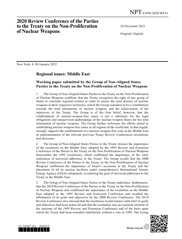 Working Paper submitted by the Group of Non-Aligned States Parties on ... Working Paper submitted by the Group of Non-Aligned States Parties on ...