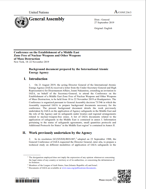 Background Document provided by the IAEA at the 1st Conference on the ...