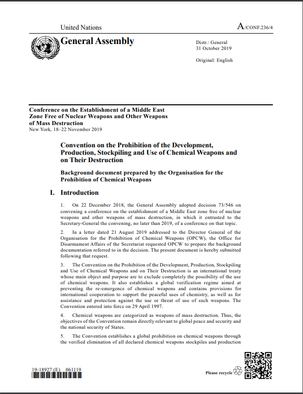 Background document provided by OPCW at the 1st session of the ...